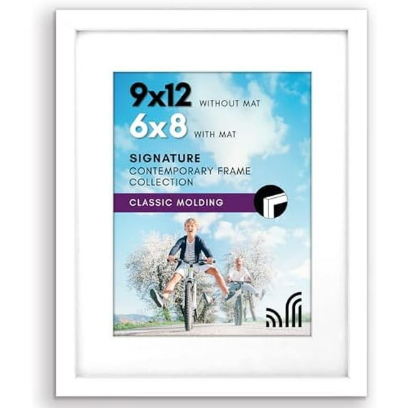 9x12 Picture Frame with Shatter-Resistant Glass - Use as 6x8 Frame with ...