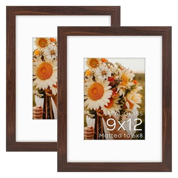 , 9x12 Picture Frame with Mat for 6x8 - High Definition Glass Wall ...