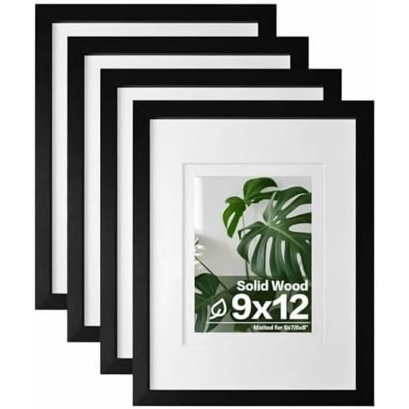 9x12 Picture Frames 4PCS Covered by Plexiglass, Wood Frames for ...
