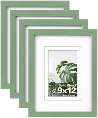 9x12 Picture Frames 4PCS Covered by Plexiglass, Wood Frames for ...