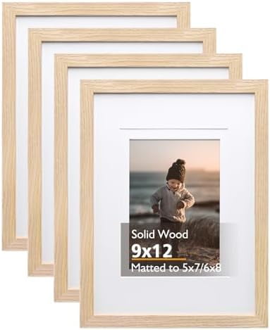 9x12 Picture Frames Natural, Solid Wood Frames with Acrylic Plexiglass ...