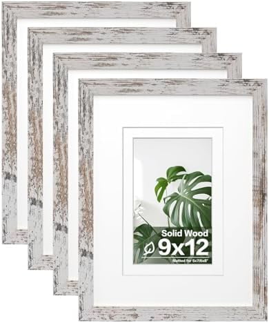 9x12 Picture Frames Set of 4, Made of Solid Wood Covered by Plexiglass ...