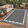 9x12 Scalloped Outdoor Rug,320GSM PP Plastic Straw Mat,UV Resistant ...