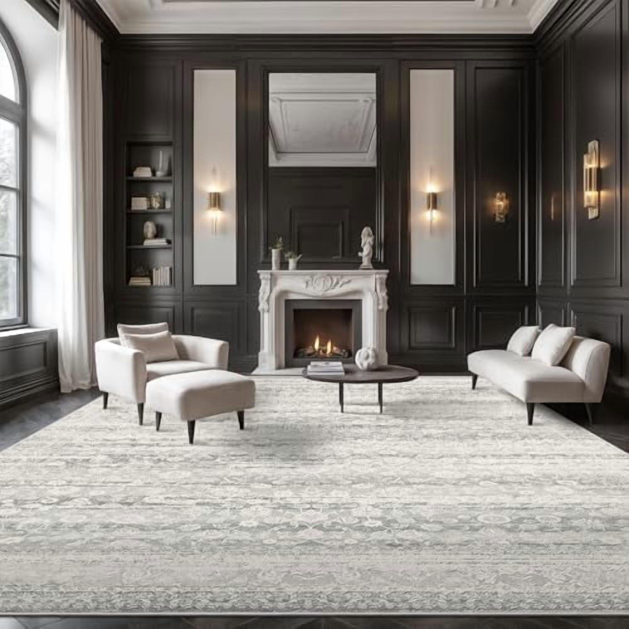 9x12 Washable Area Rug - Stain Resistant Machine Washable Floral ...