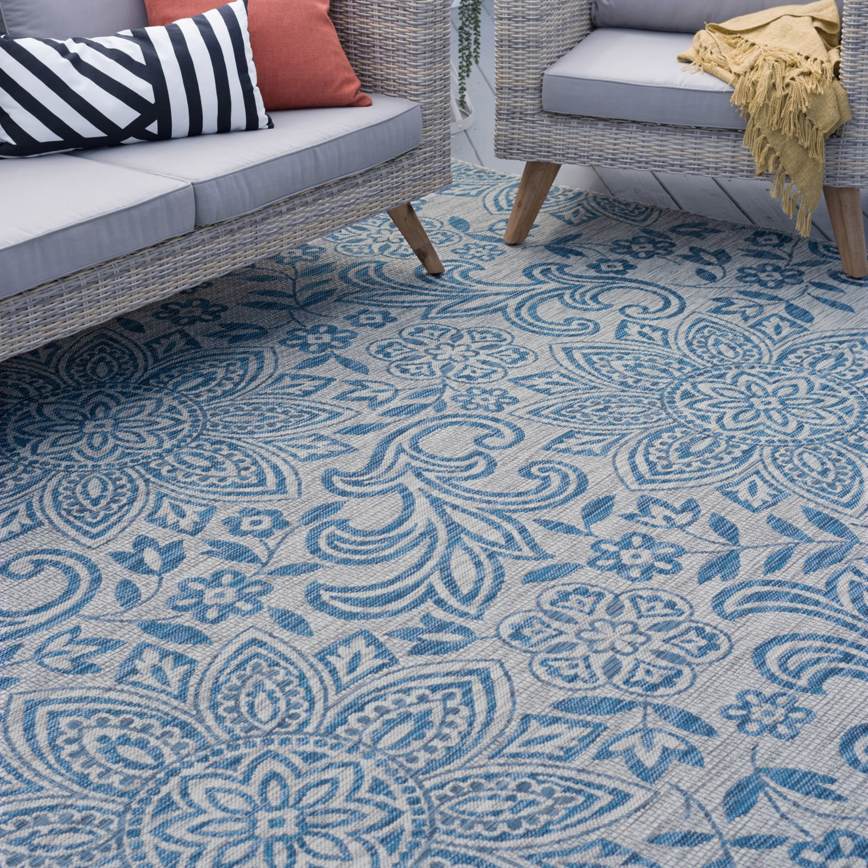 9x12 Water Resistant, Large Indoor Outdoor Rugs for Patios, Front Door ...