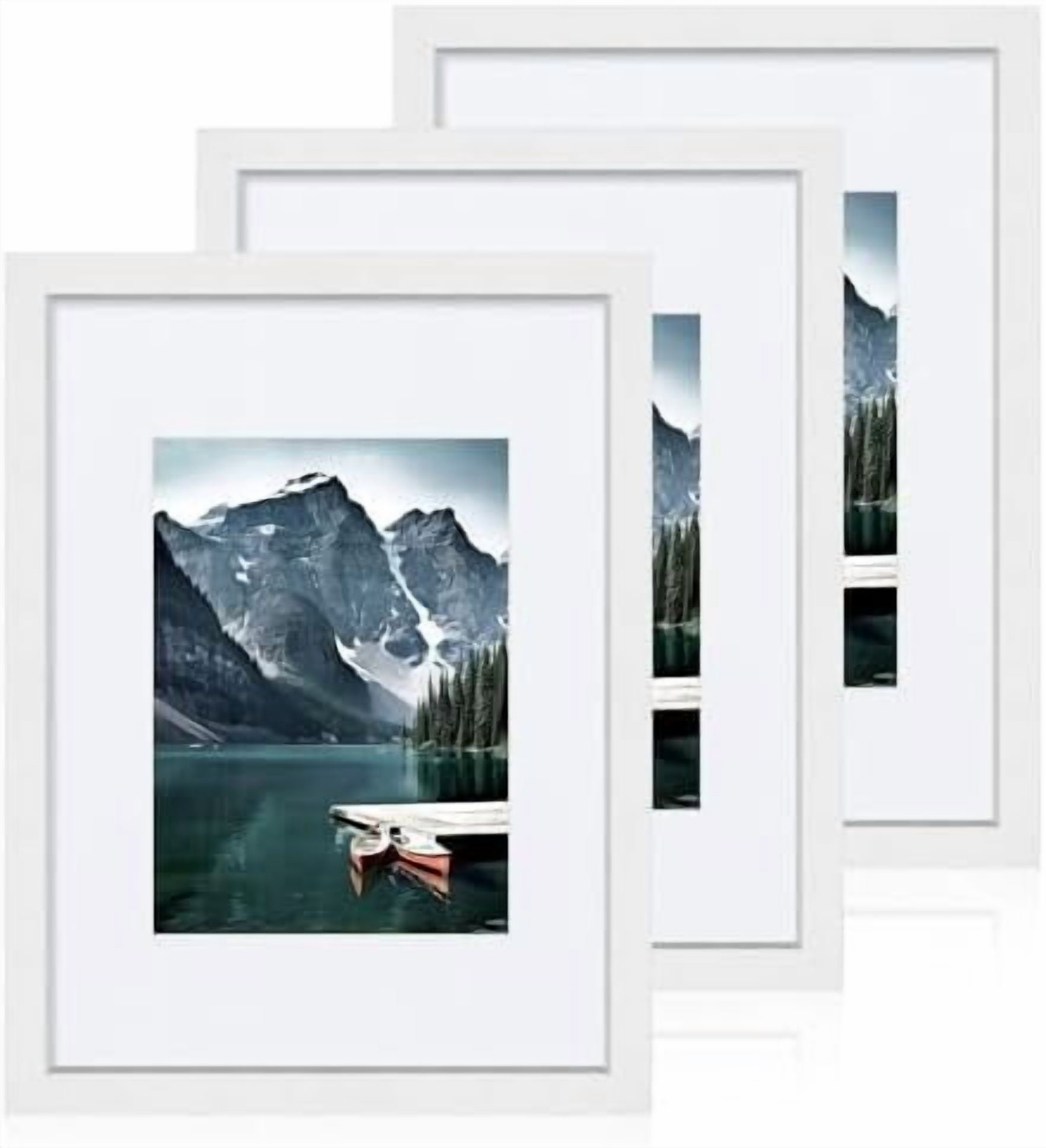 9x12 White Picture Frames set of 3, Made of Wooden and Glass Photo ...