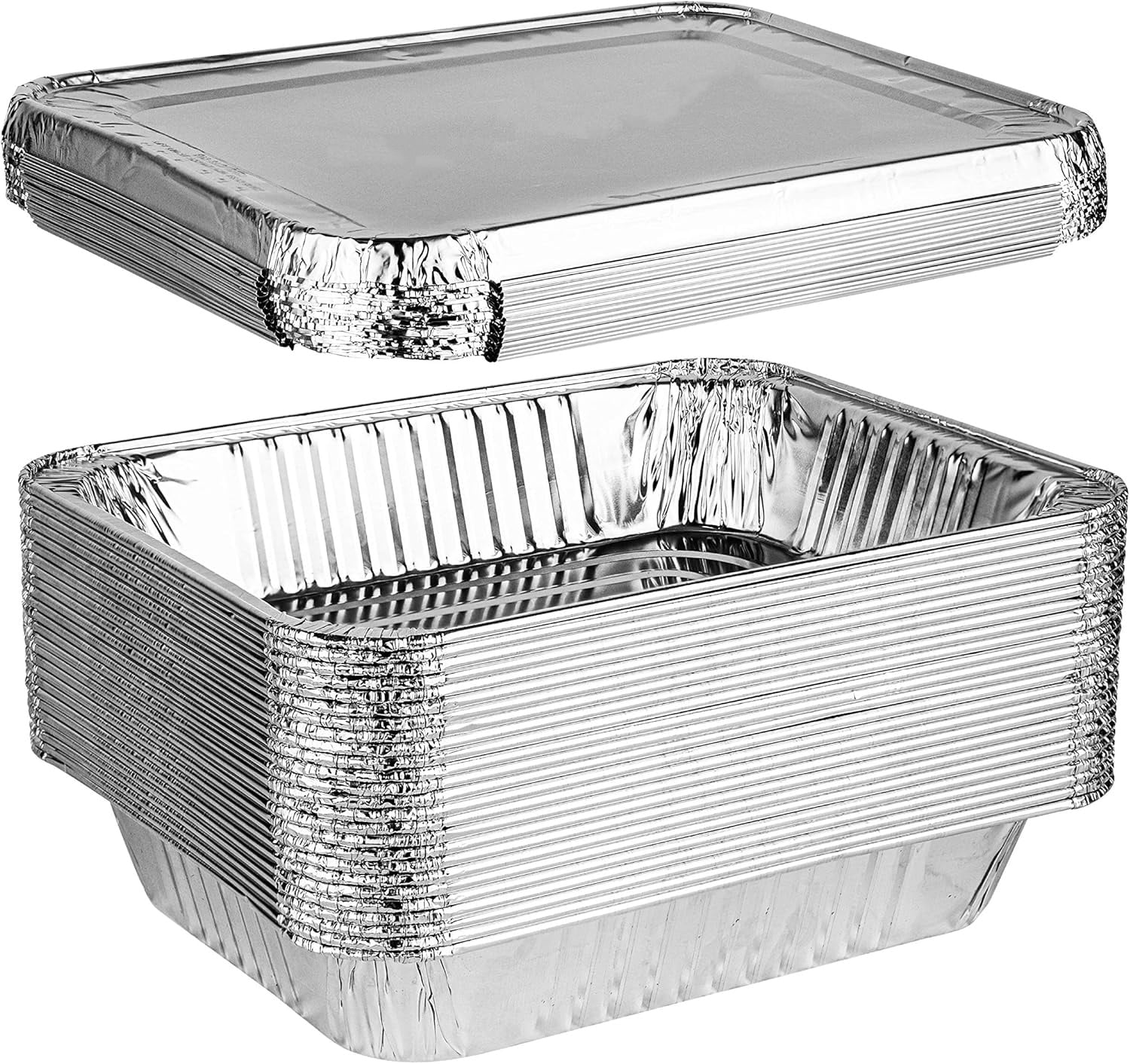 9x13 Aluminum Foil Pans, 12 Pans & 12 Lids Large Half Size Deep Steam ...