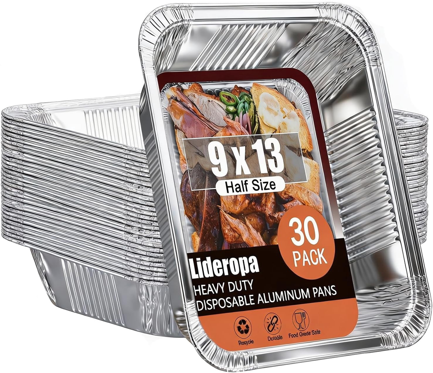 9x13 Aluminum Pans (30 Pack) – Disposable Half Size Aluminum Foil Pans ...