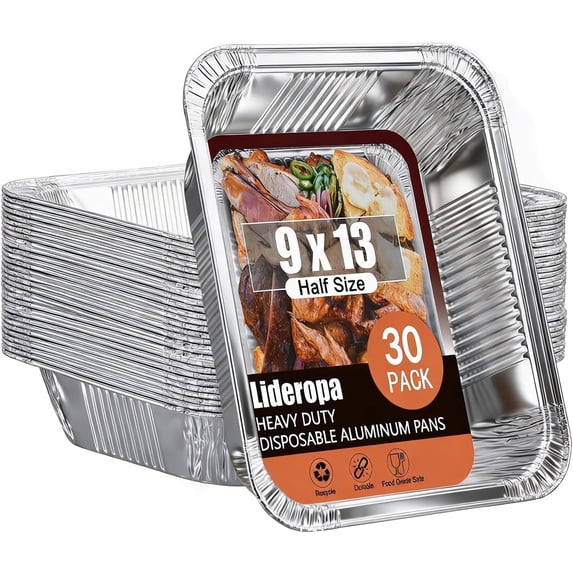 9x13 Aluminum Pans (30 Pack) – Disposable Half Size Aluminum Foil Pans ...