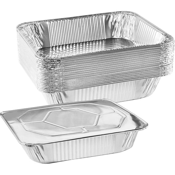 9x13 Disposable Aluminum Foil Pans With Lids Large Half Size Deep Steam ...
