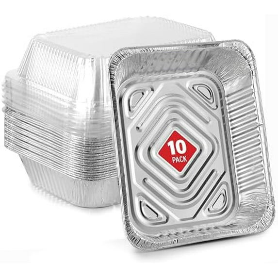 9x13 Disposable Baking Pan with Lid (10 Pack) Heavy Duty Aluminum Cake ...