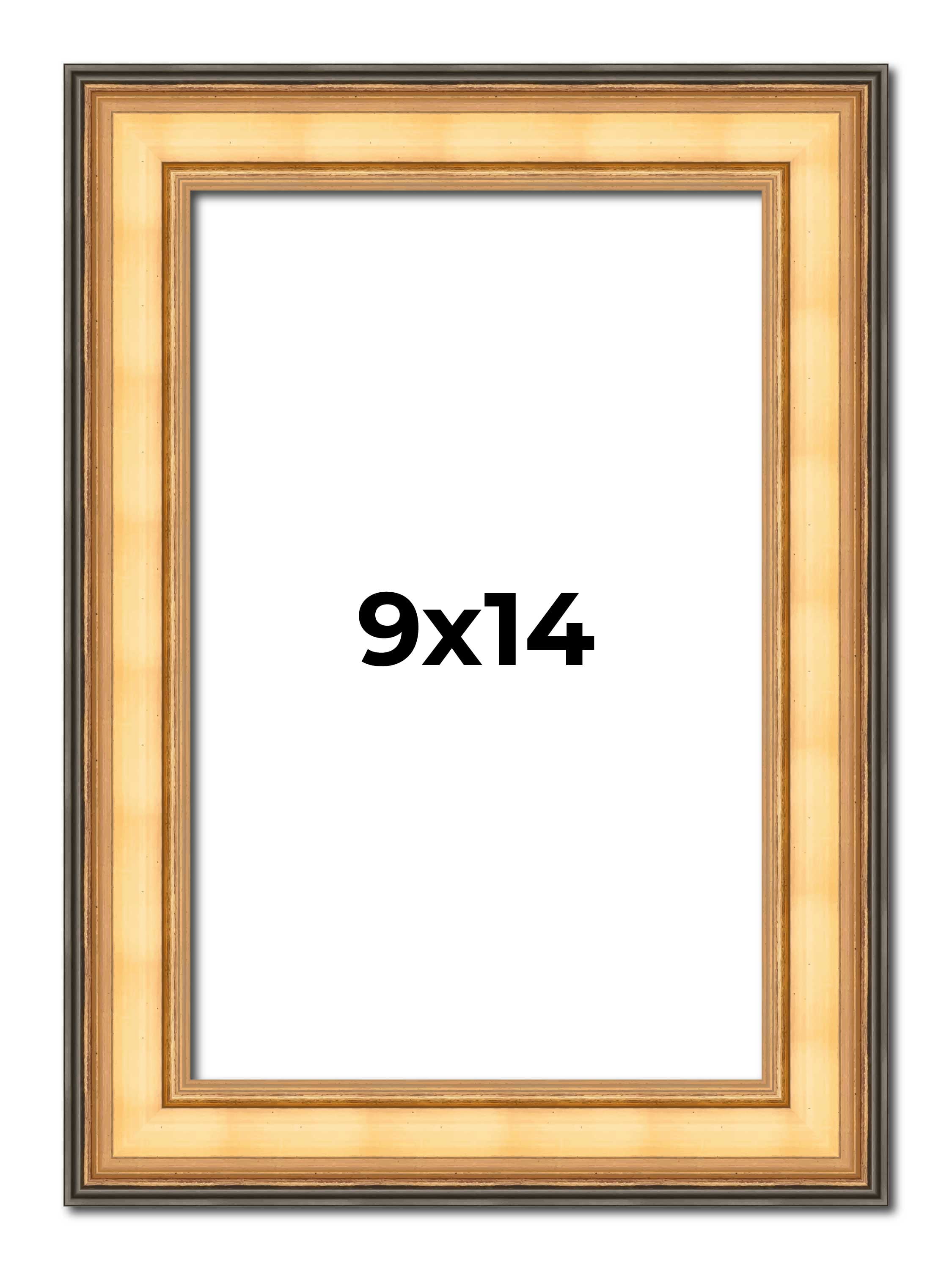 9x14 Frame Gold Plein Aire Solid Wood Picture Frame Width 2 Inches ...
