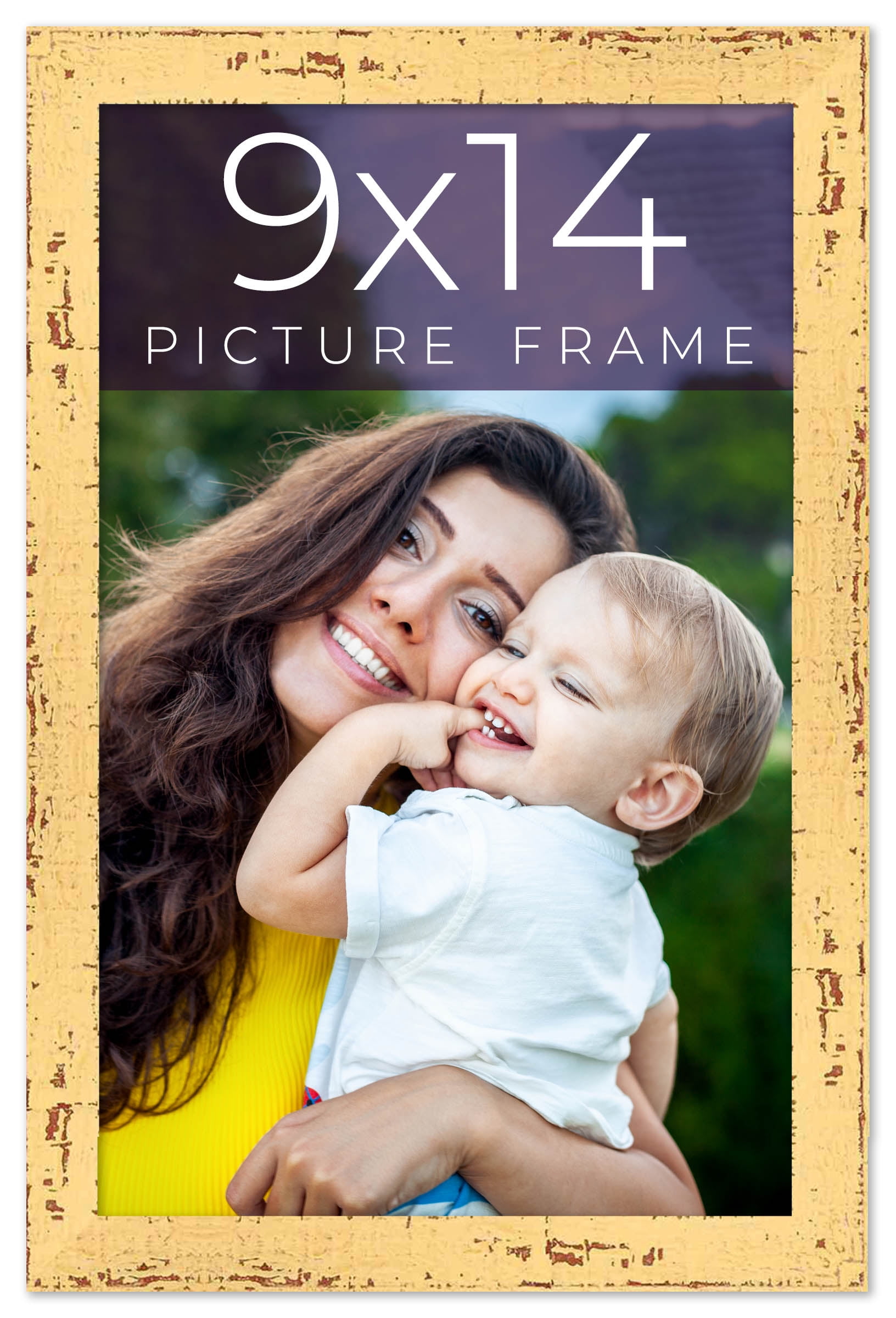 9x14 Frame Yellow Real Wood Picture Frame Width 1.25 inches | Interior ...