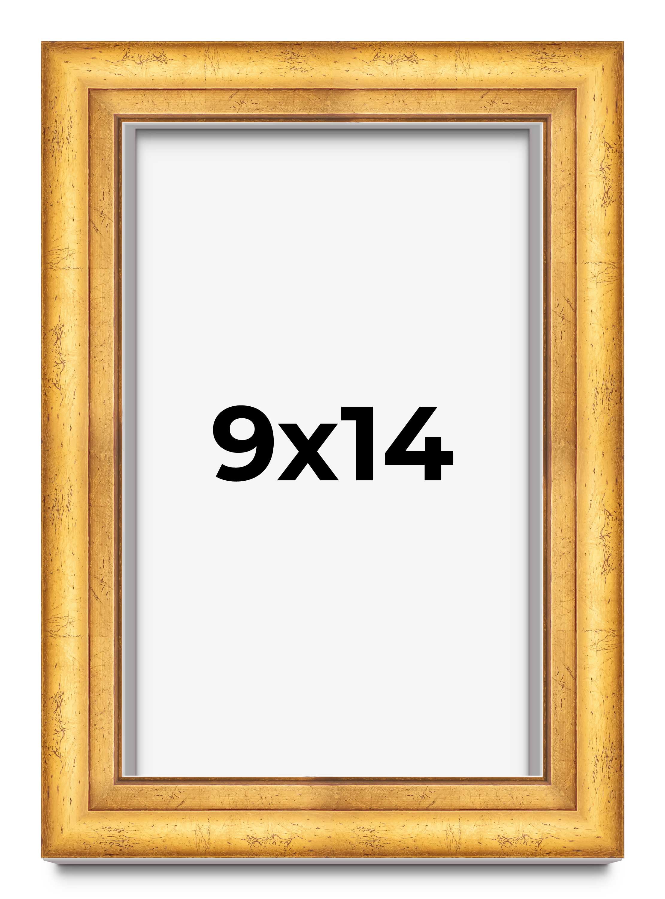 9x14 Shadow Box Frame Gold | 1.75 Inches Deep Real Wood Traditional ...