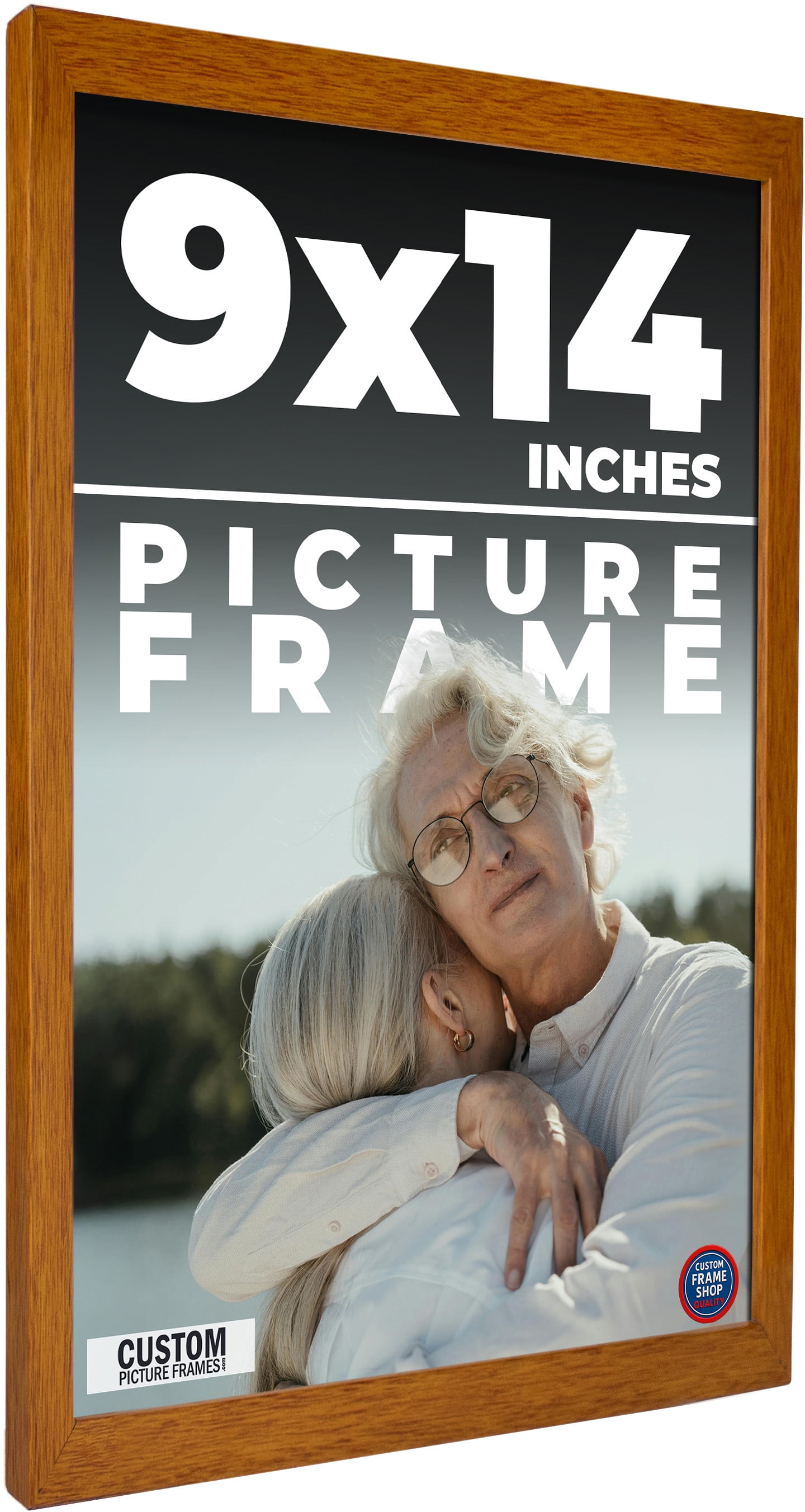 9x14 Slim Profile Brown Picture Frame - UV Acrylic, Foam Board Backing ...