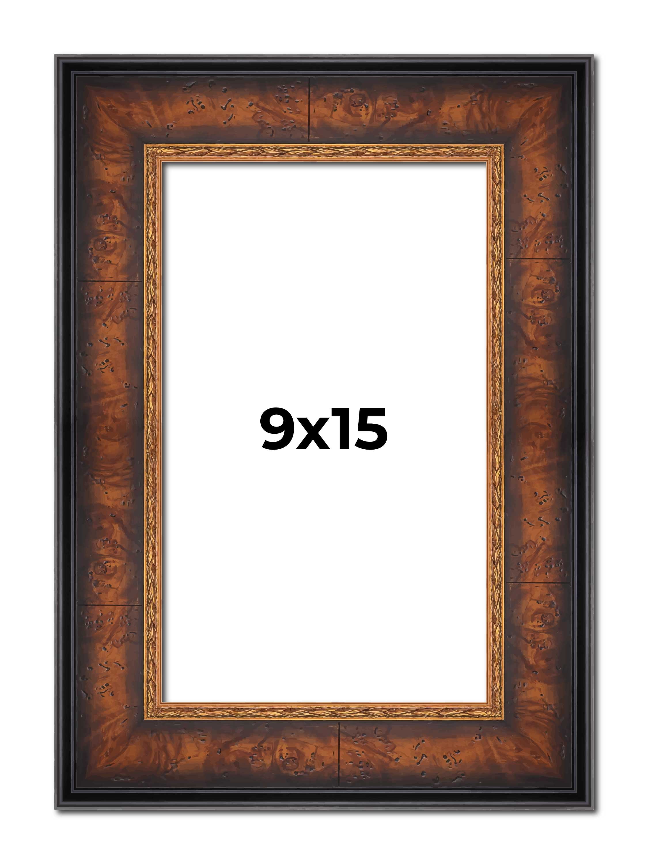 9x15 Frame Brown Walnut Gold Ornate Trim Solid Wood Plein Air Picture ...