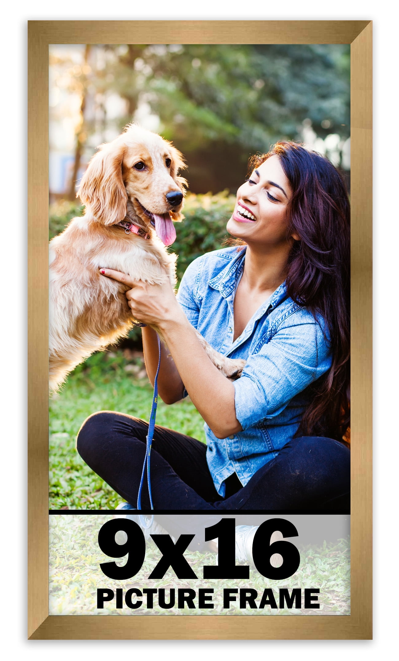 9x16 Frame Gold Bronze Modern Solid Wood Picture Frame | 0.75 Inch ...