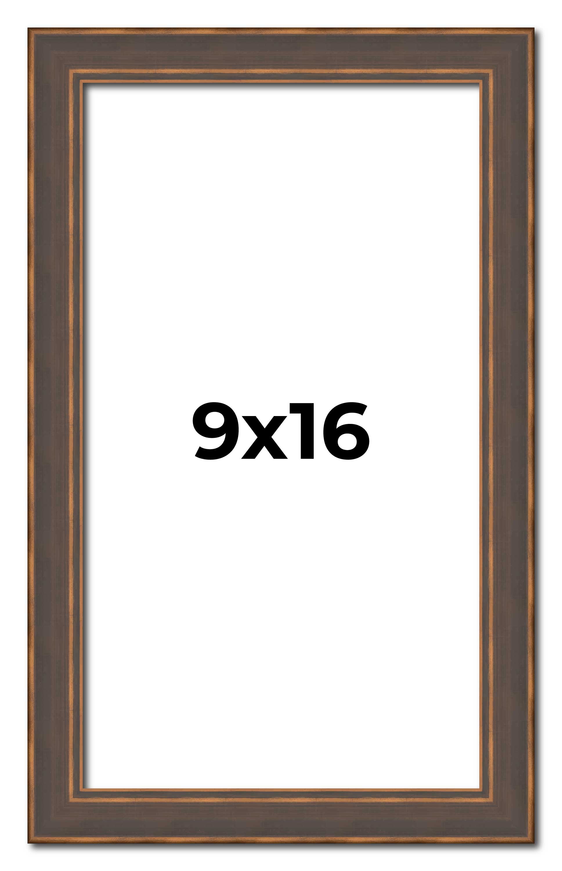 9x16 Frame Golden Caramel Solid Wood Bronze Picture Frame | 1.25 Inch ...
