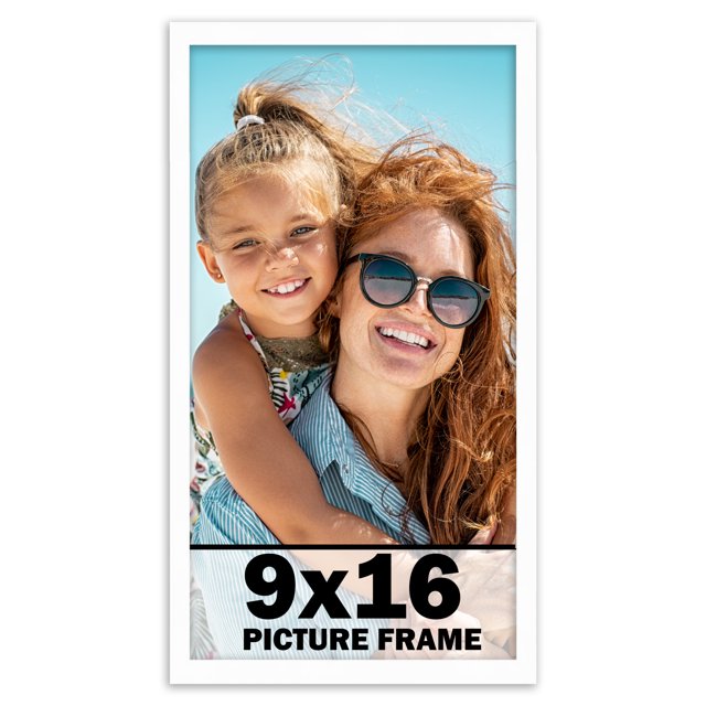 9x16 Frame White Solid Wood Picture Frame Includes UV Acrylic Shatter ...