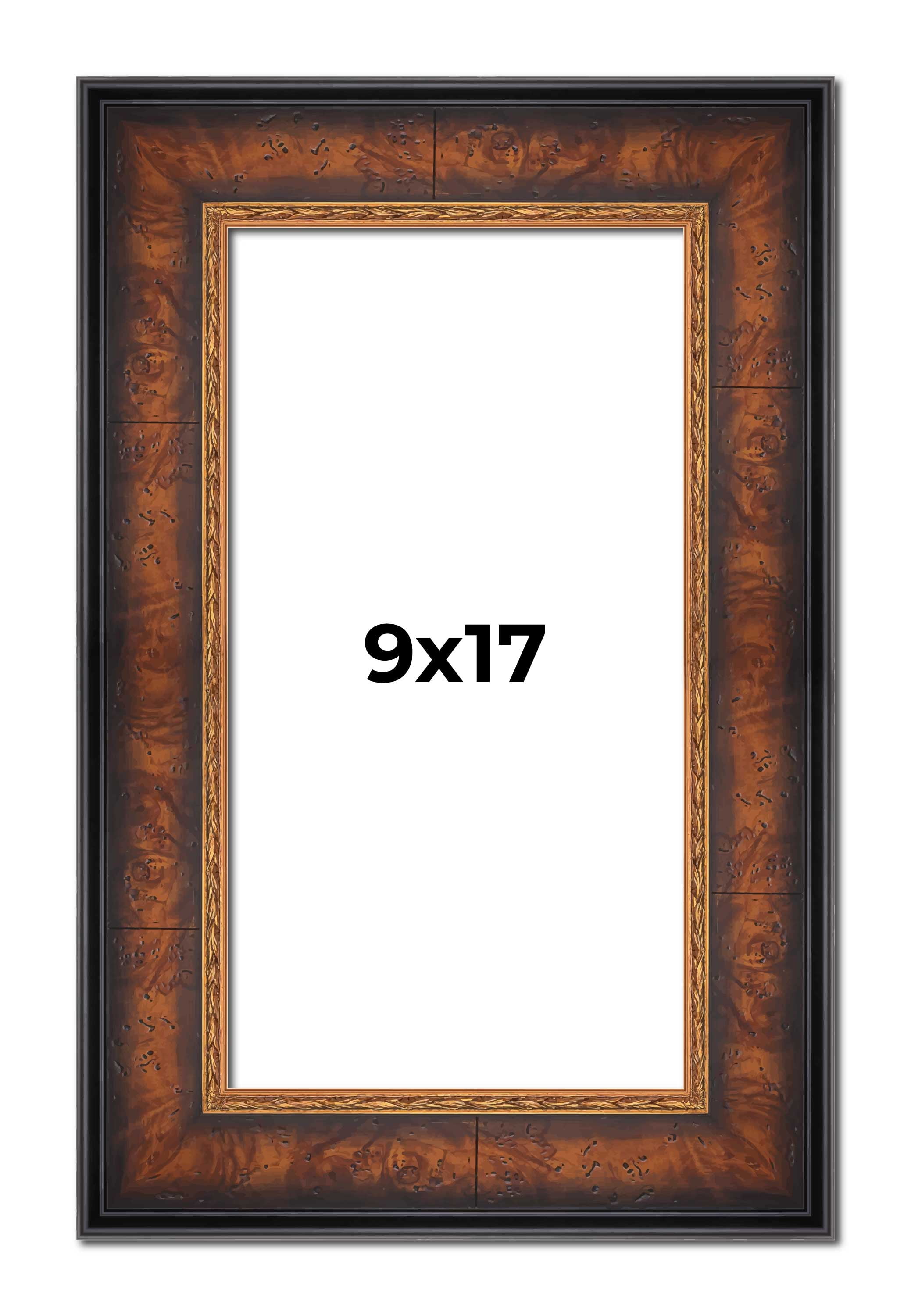 9x17 Frame Brown Walnut Gold Ornate Trim Solid Wood Plein Air Picture ...