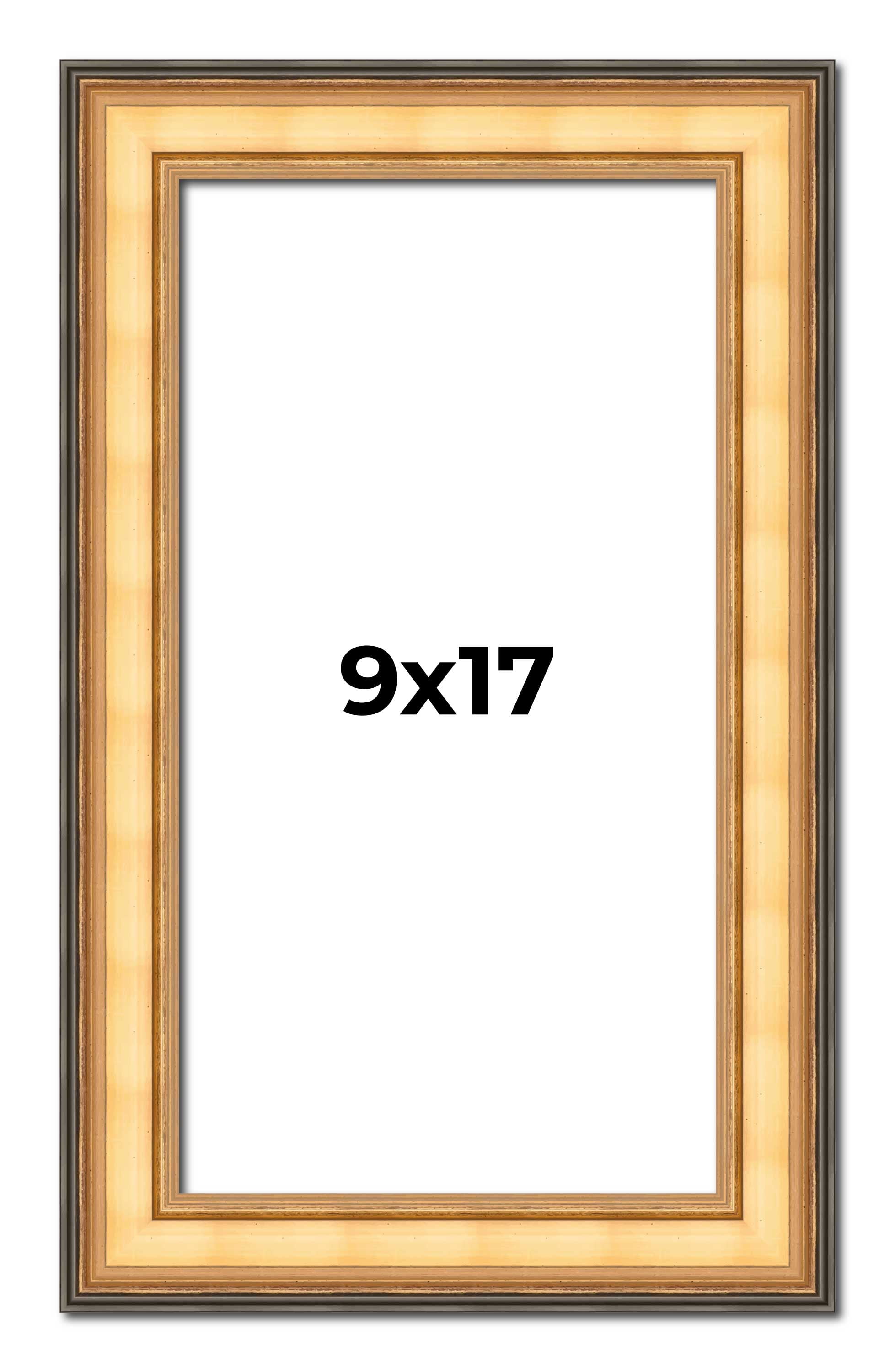 9x17 Frame Gold Plein Aire Solid Wood Picture Frame Width 2 Inches ...