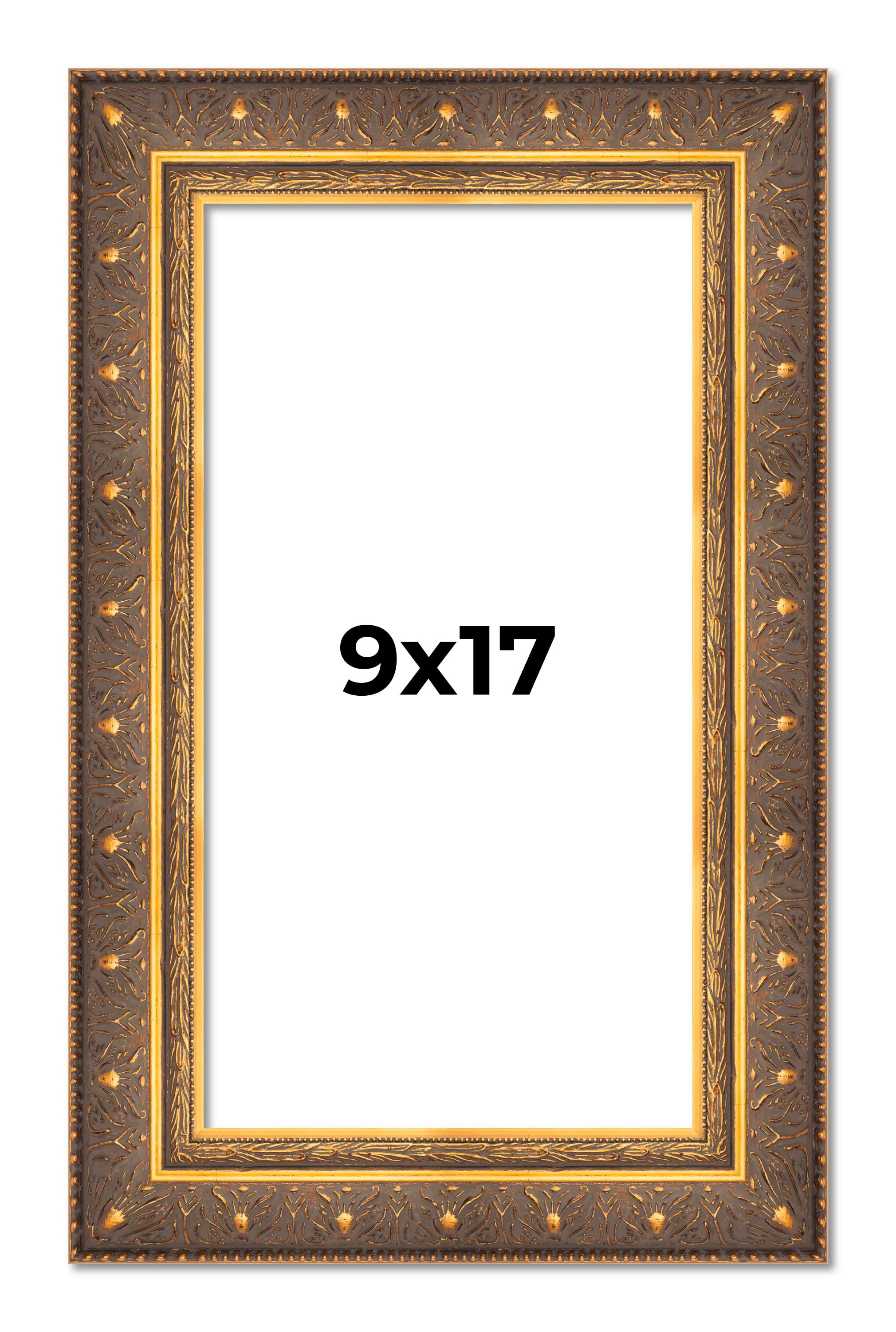 9x17 Frame Vintage Gold Solid Wood Picture Frame | 2.5 Inch Moulding ...
