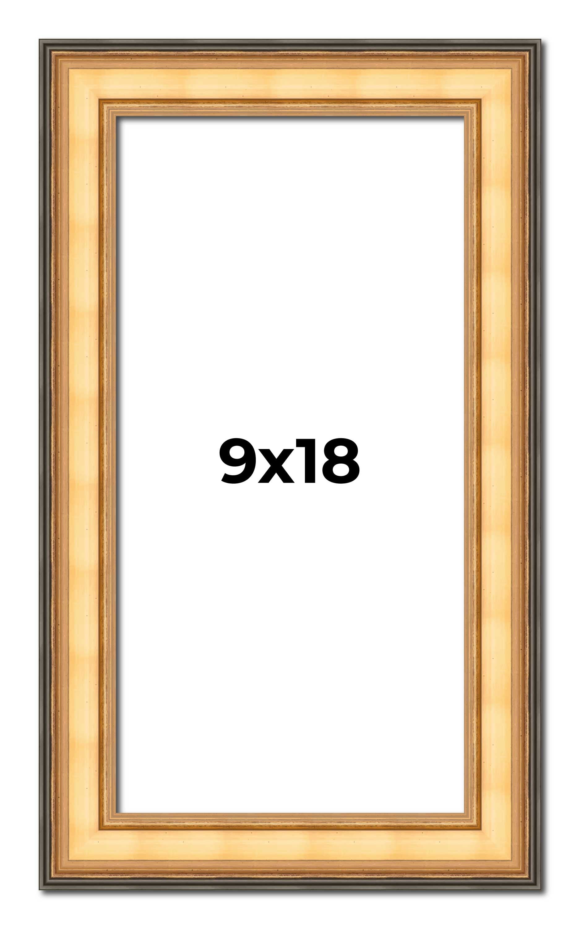 9x18 Frame Gold Plein Aire Solid Wood Picture Frame Width 2 Inches ...