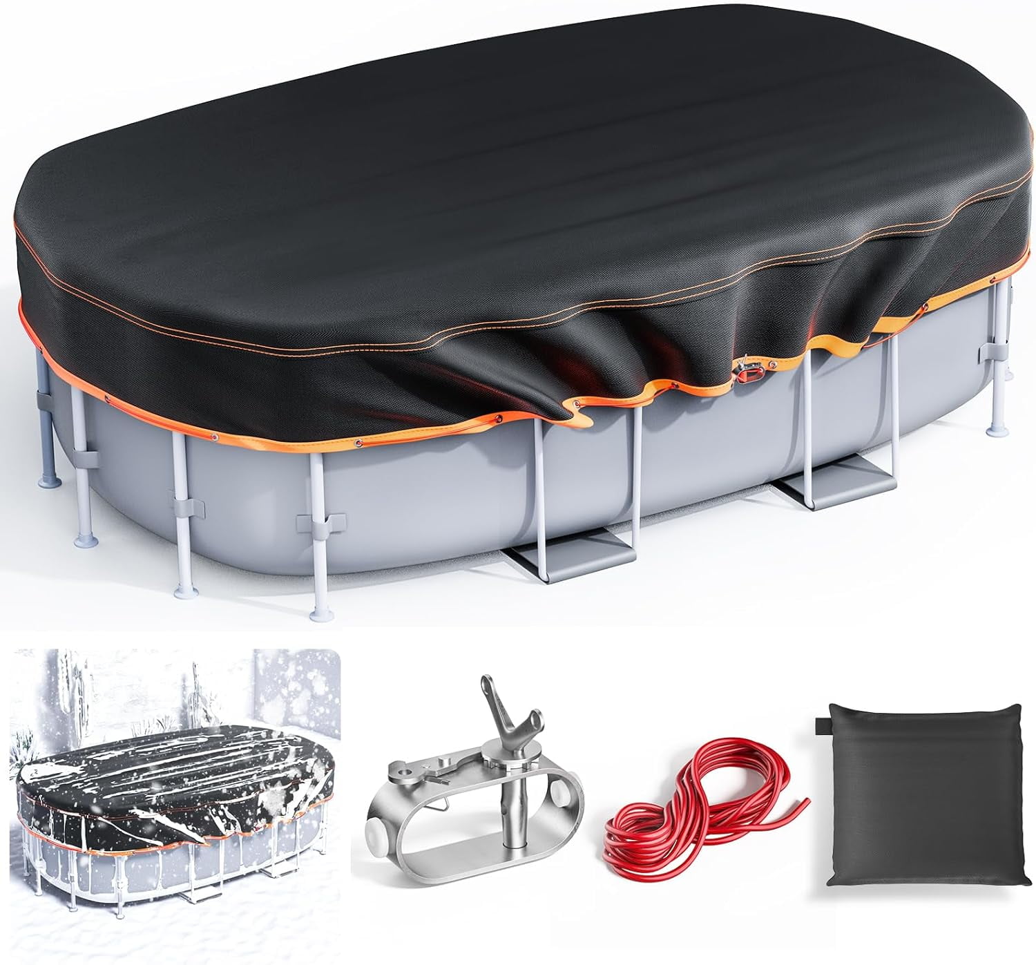 9x18Ft Oval Pool Cover - Solar Rectangular Covers for Above Ground ...