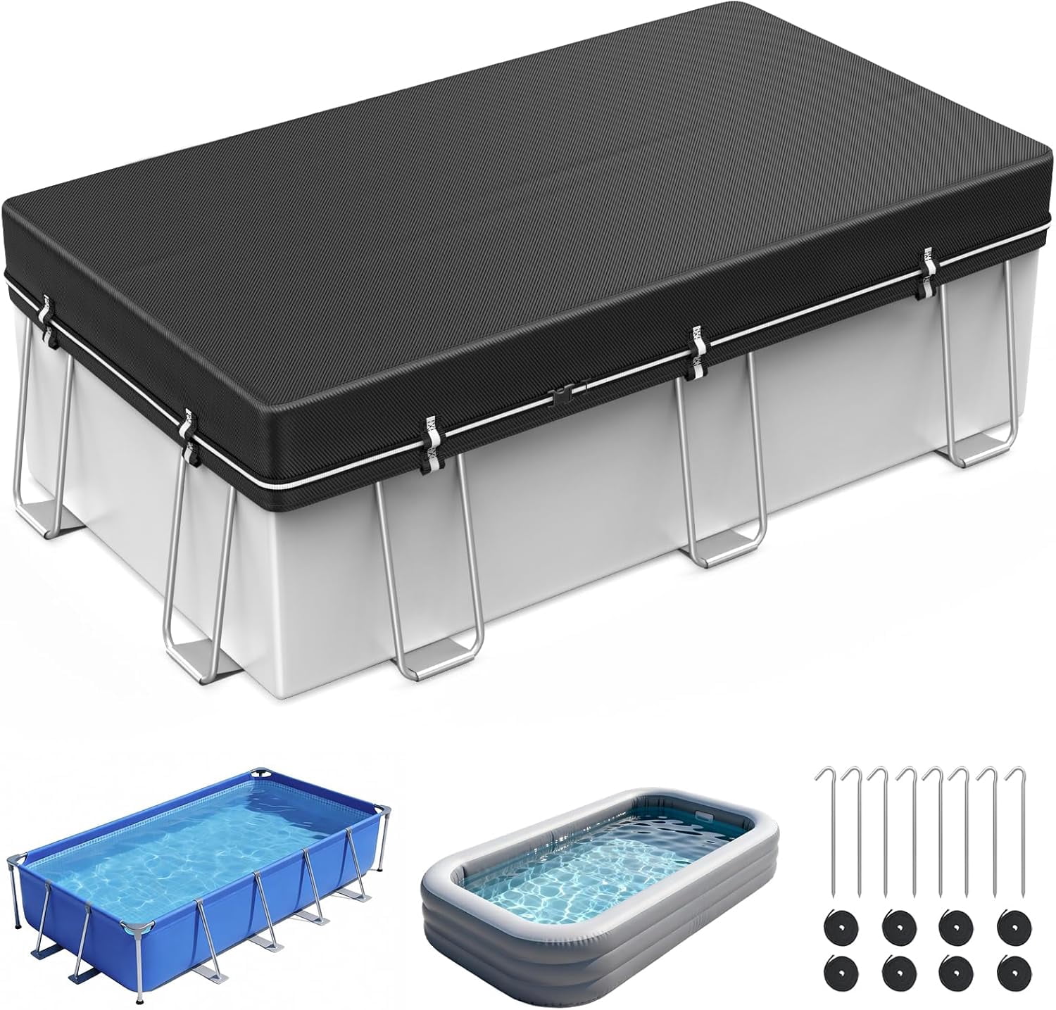 9x18Ft Rectangular Pool Cover, Swimming Pool Cover for Above Ground ...