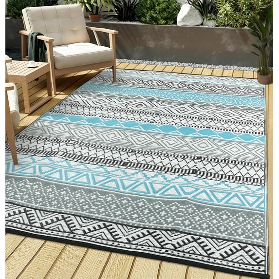 9x18ft Reversible & Waterproof Patio Rug, Lightweight & Portable ...