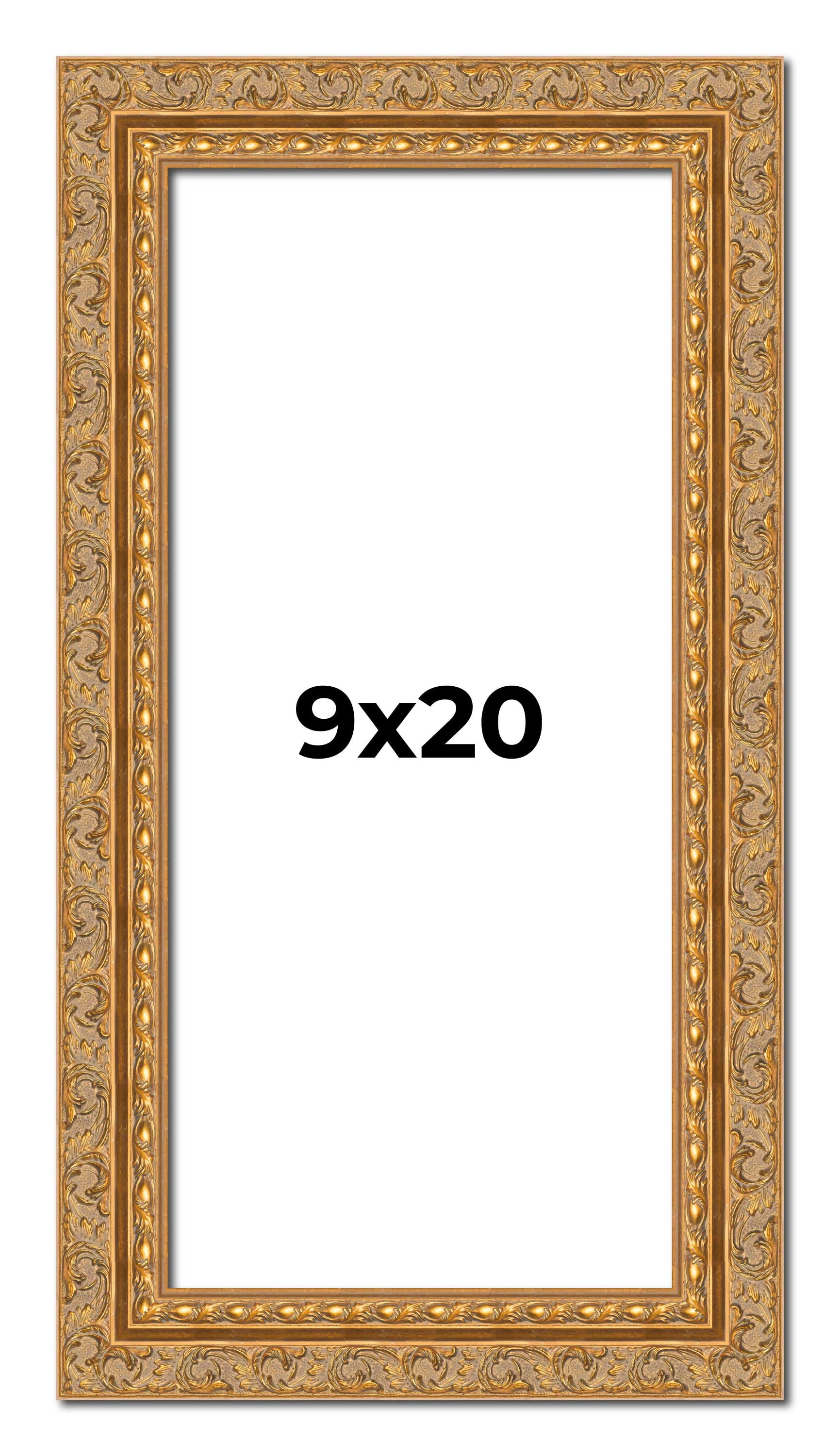9x20 Frame Gold Ornate Solid Wood Picture Frame | 2 Inch Moulding Width ...