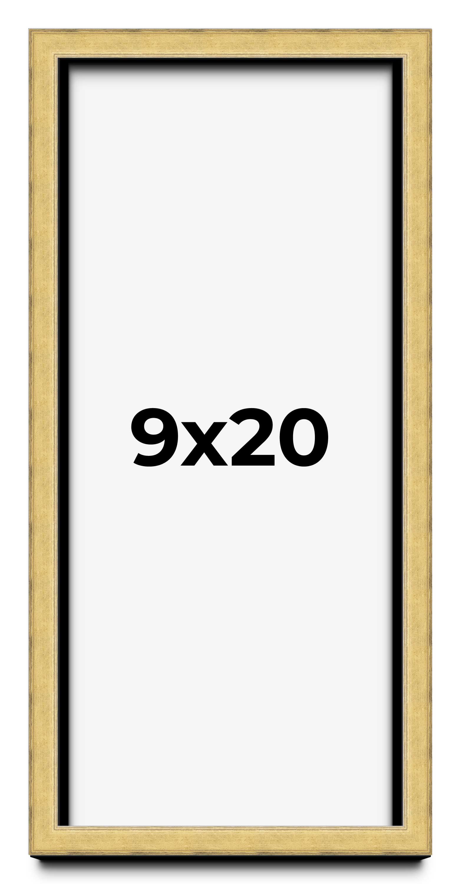 9x20 Shadow Box Frame Gold | 1.375 Inches Deep Real Wood Contemporary ...