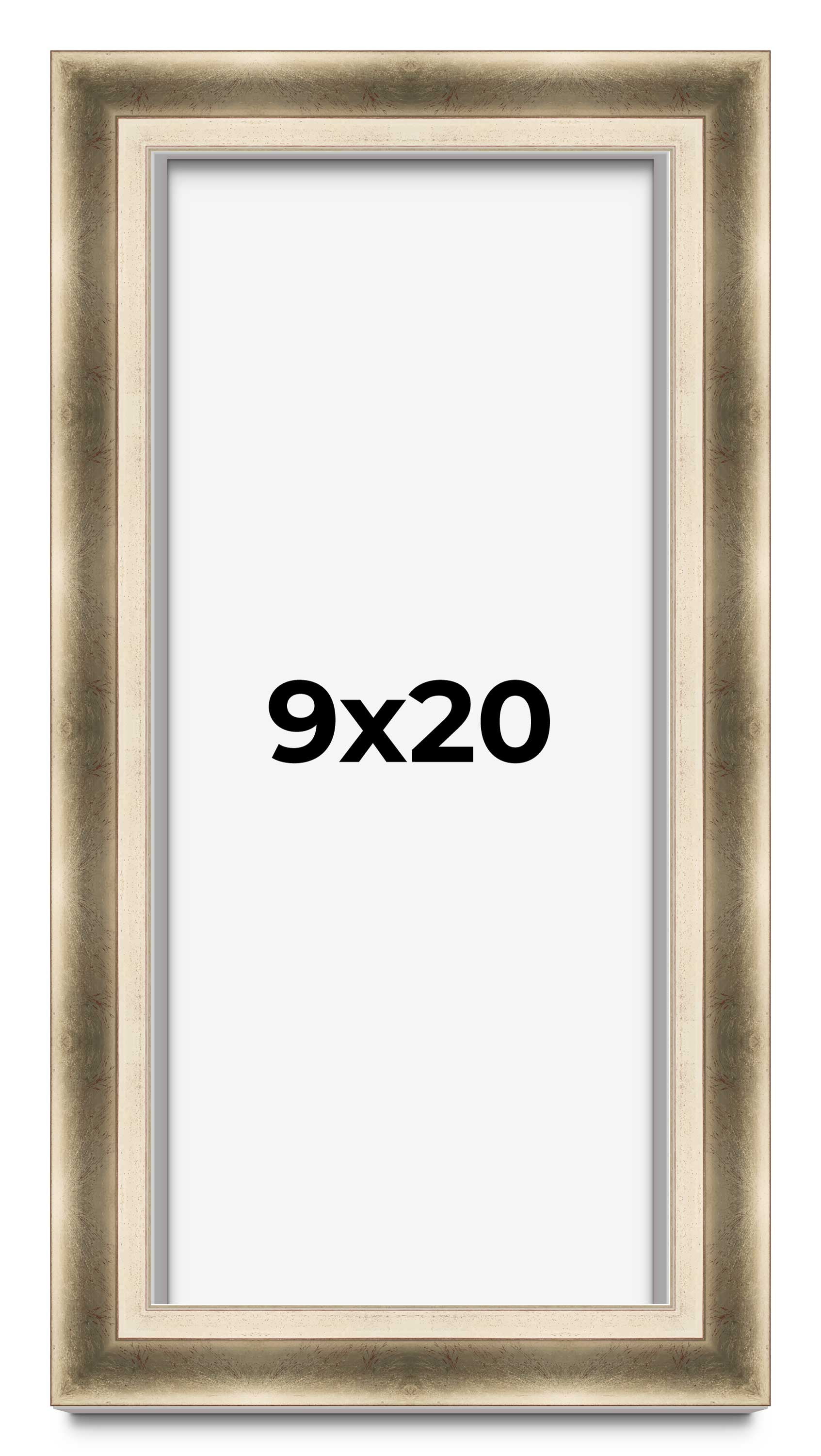 9x20 Shadow Box Frame Silver | 1.75 inches Deep Real Wood Traditional ...