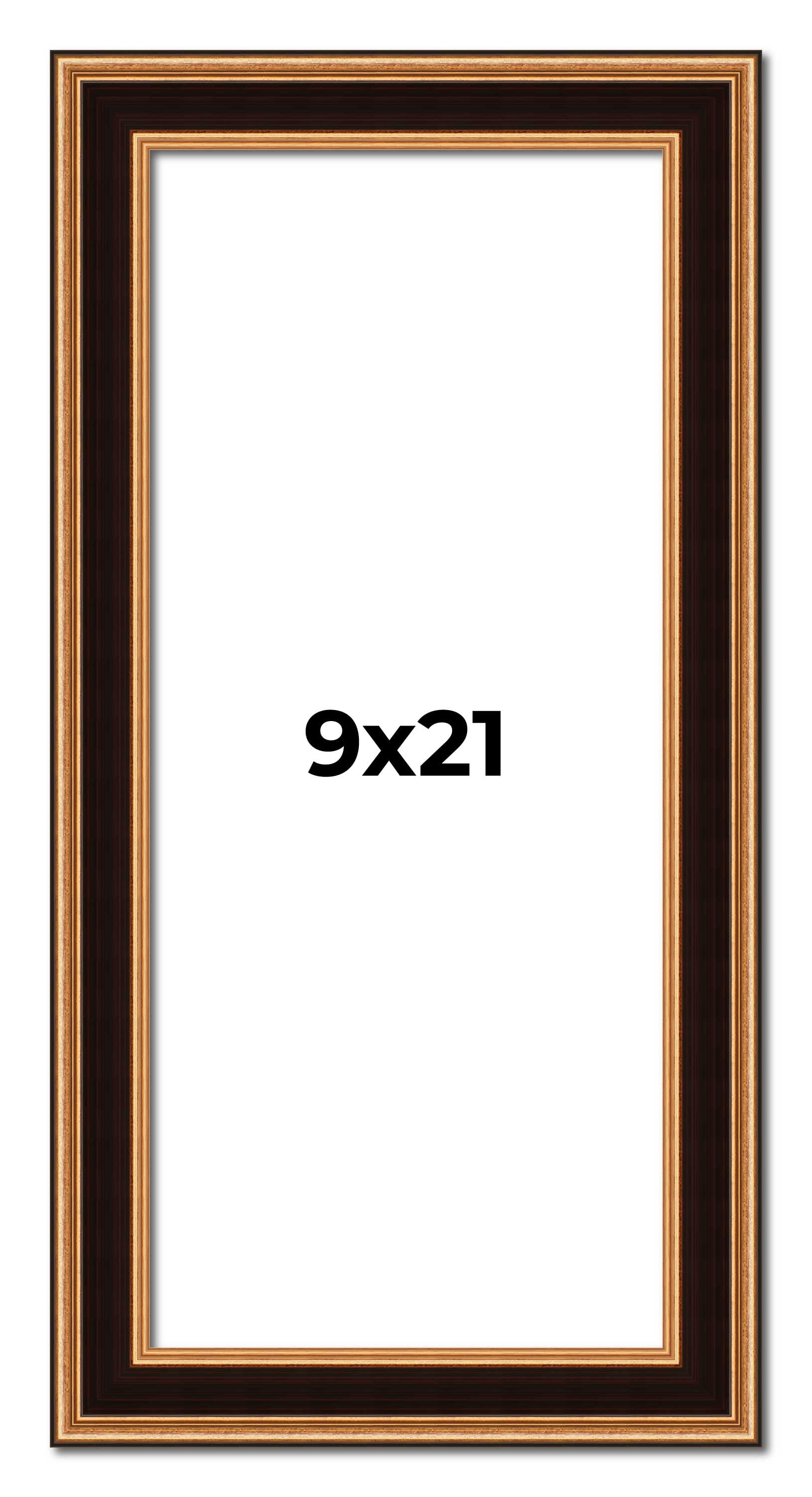9x21 Frame Gold Brown Plein Air Vintage Solid Wood Picture Frame | 1.75 Inches Moulding Width ...