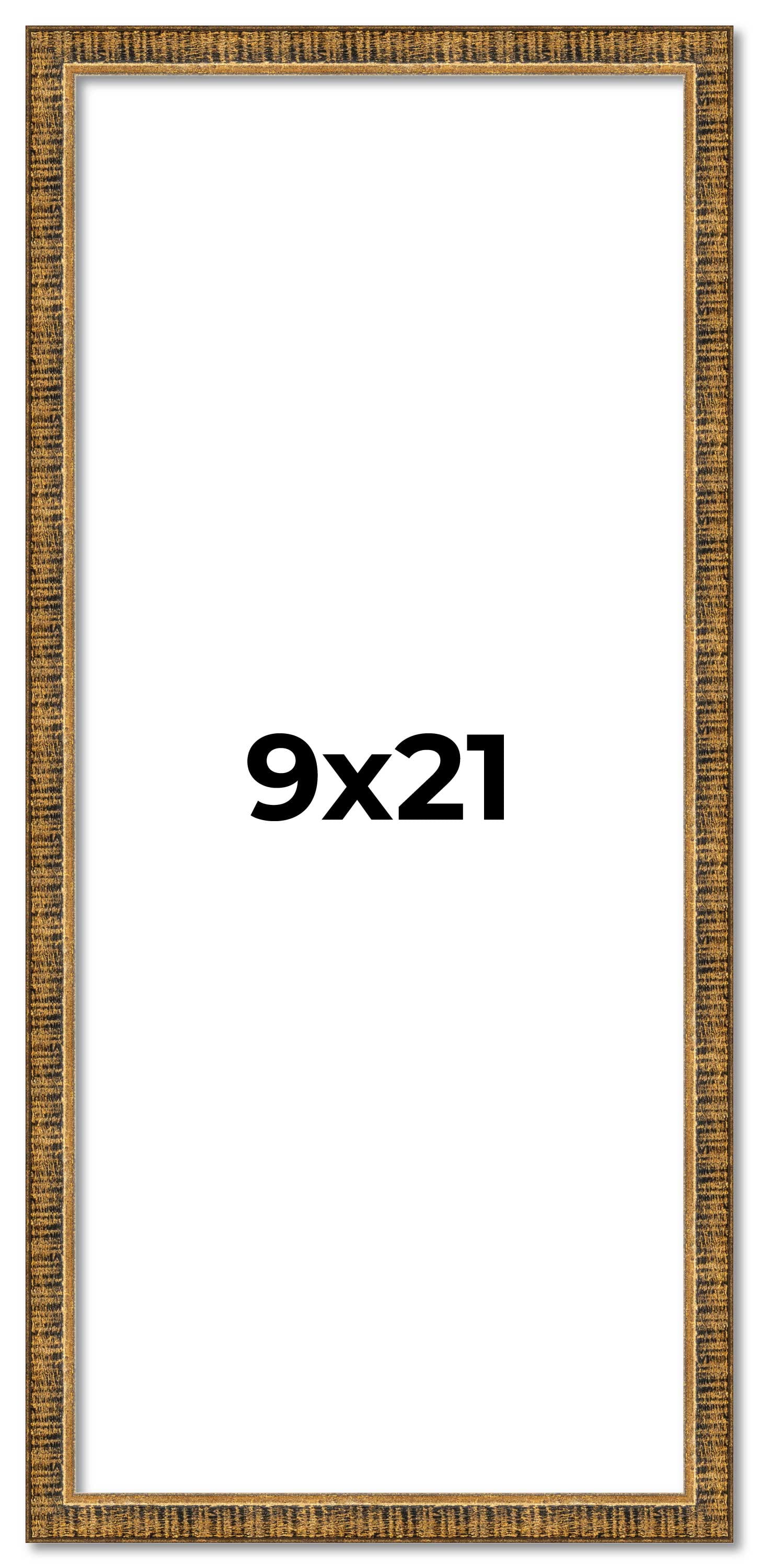 9x21 Frame Gold Solid Wood Picture Frame - Complete Modern Photo Frame Includes UV Acrylic ...