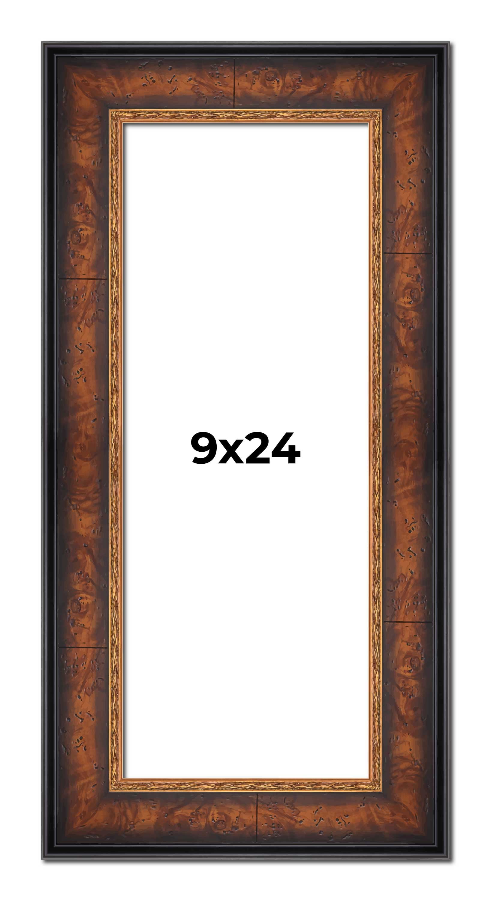 9x24 Frame Brown Walnut Gold Ornate Trim Solid Wood Plein Air Picture ...