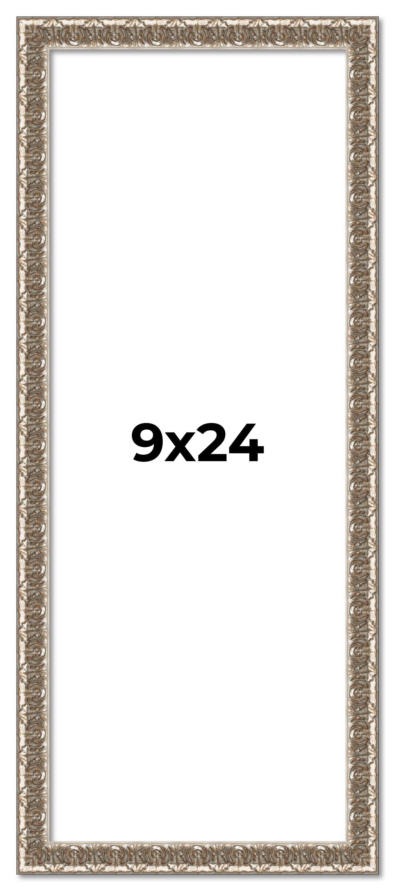 9x24 Frame Silver Versailles Ornate Solid Wood Picture Frame | 1 Inch ...