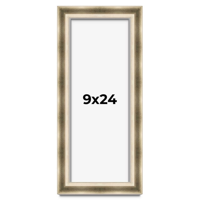 9x24 Shadow Box Frame Silver | 1.75 inches Deep Real Wood Traditional ...