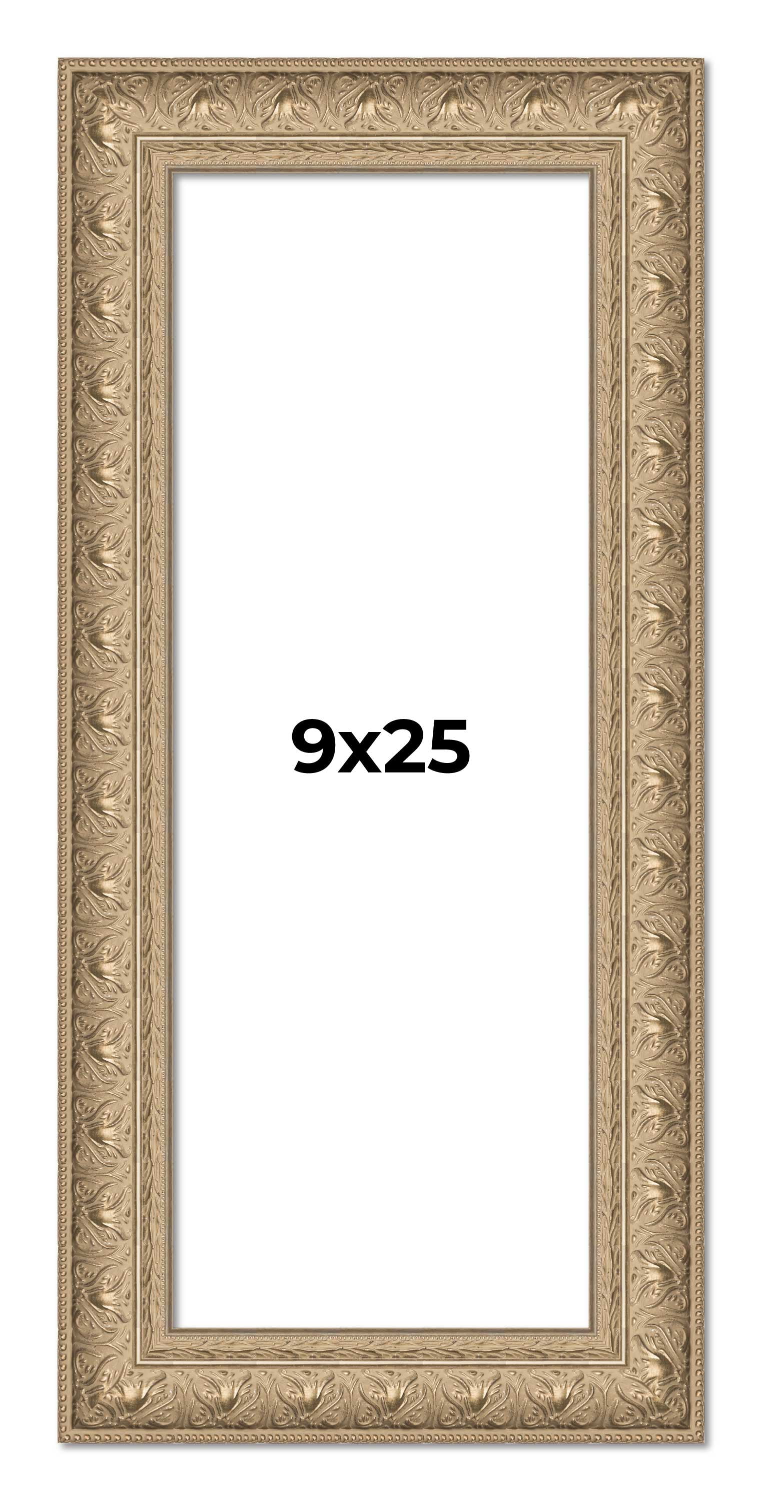 9x25 Frame Ornate Silver Beaded Solid Wood Picture Frame Width 2.5 ...