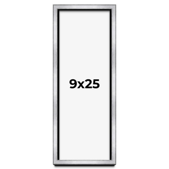 9x25 Shadow Box Frame Silver | 1.375 Inches Deep Real Wood Contemporary ...