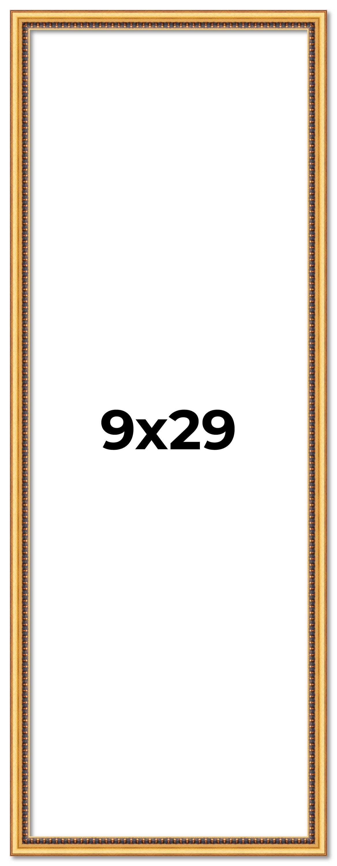 9x29 Frame Beaded Gold Solid Wood Picture Frame | 0.75 Inches Moulding ...