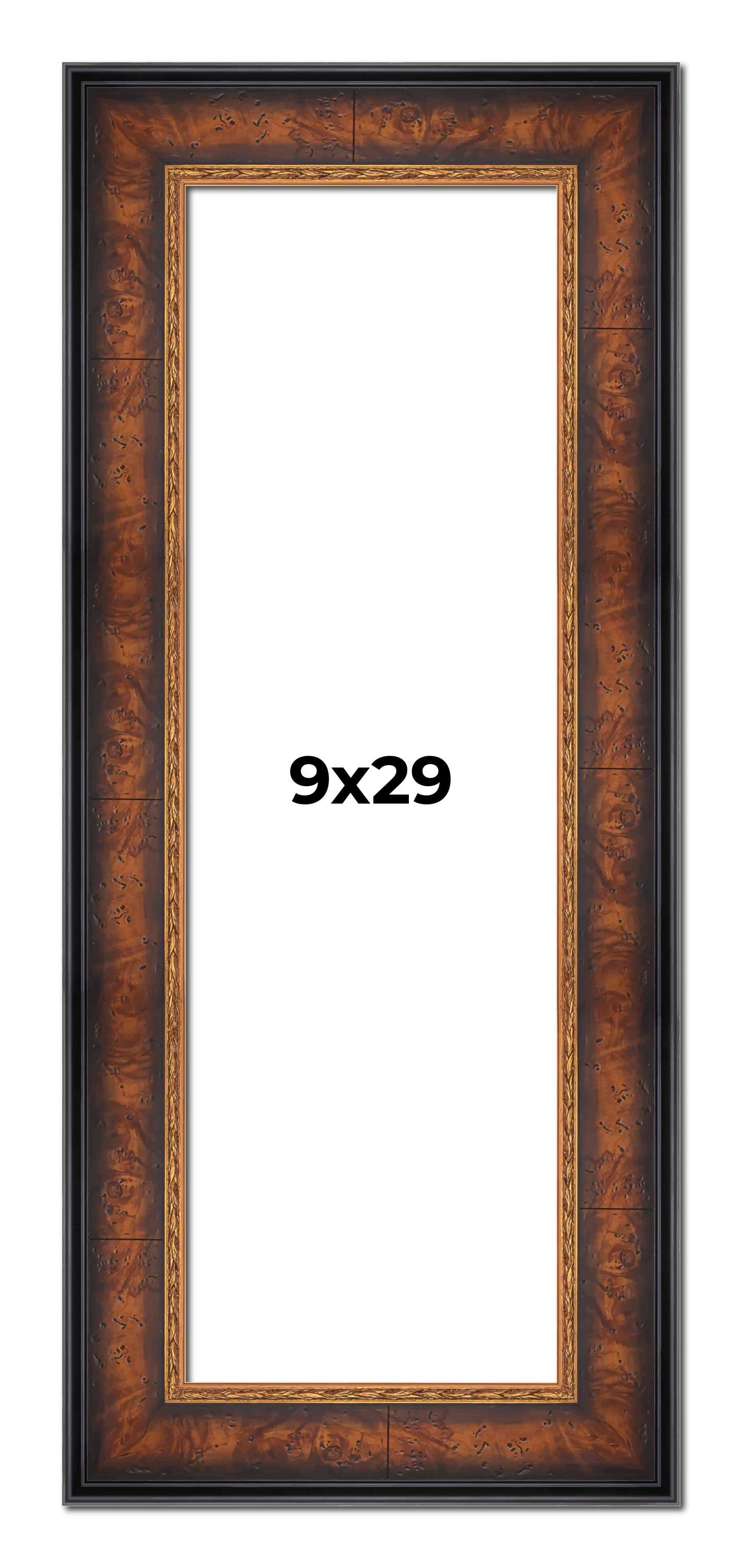 9x29 Frame Brown Walnut Gold Ornate Trim Solid Wood Plein Air Picture ...