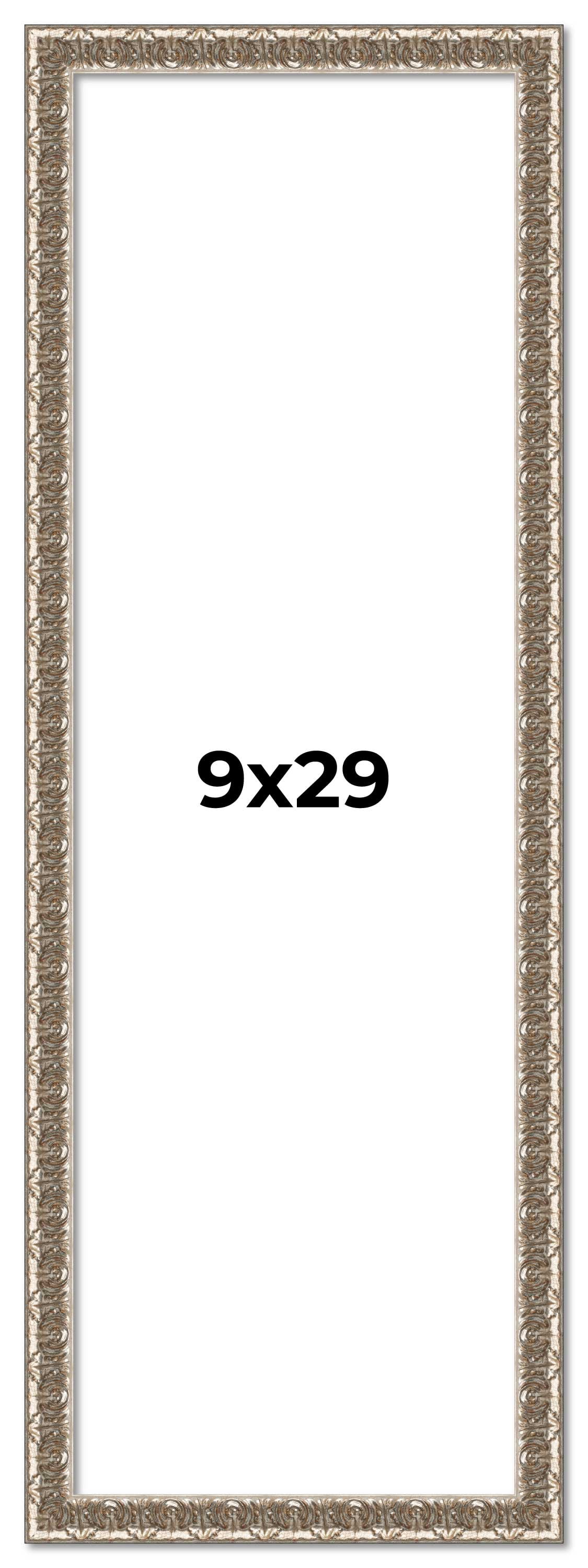 9x29 Frame Silver Versailles Ornate Solid Wood Picture Frame | 1 Inch ...