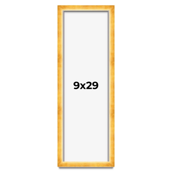 9x29 Shadow Box Frame Gold | 1.625 Inches Deep Real Wood Traditional ...