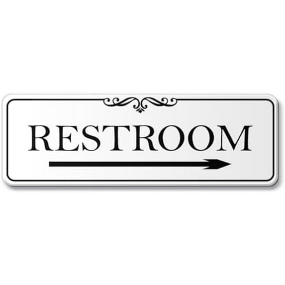 9x3 Inch Restroom Sign with Right Arrow, Acrylic Self-stick Door Wall ...