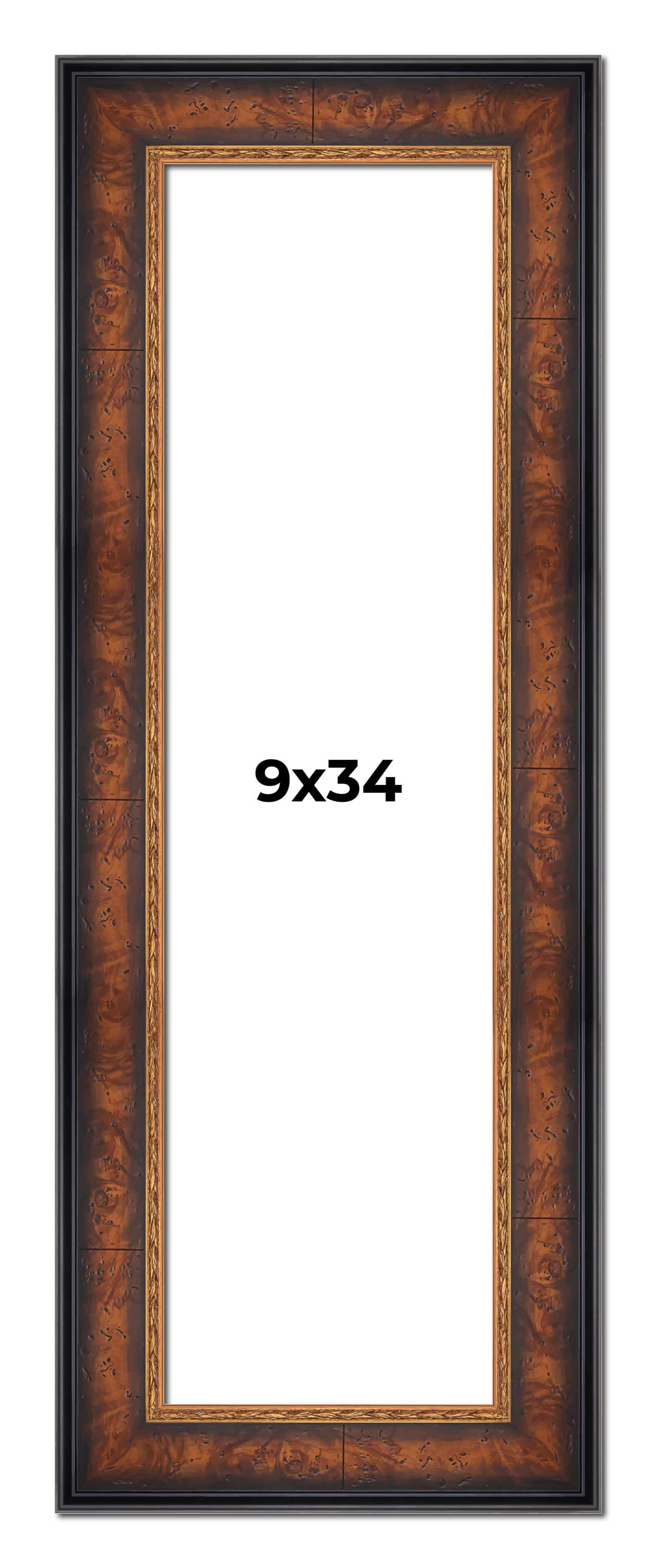 9x34 Frame Brown Walnut Gold Ornate Trim Solid Wood Plein Air Picture ...