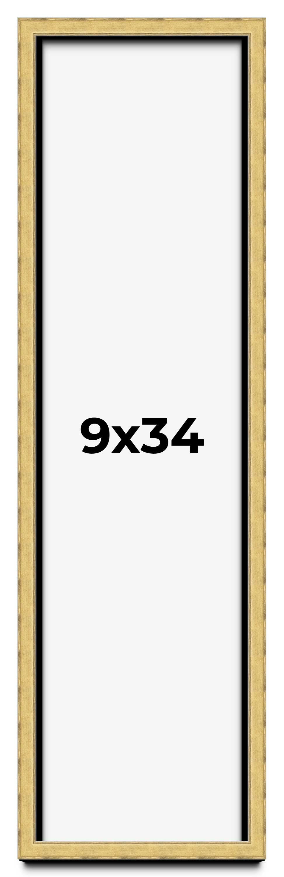 9x34 Shadow Box Frame Gold | 1.375 Inches Deep Real Wood Contemporary ...