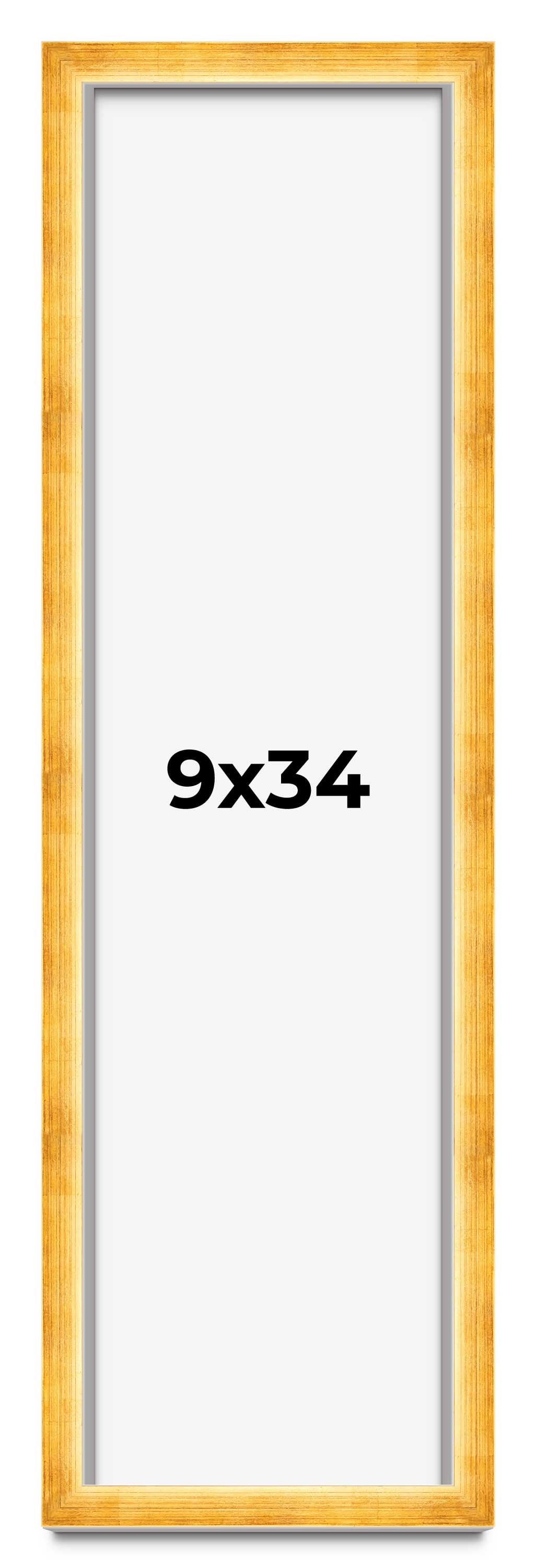 9x34 Shadow Box Frame Gold | 1.625 Inches Deep Real Wood Traditional ...