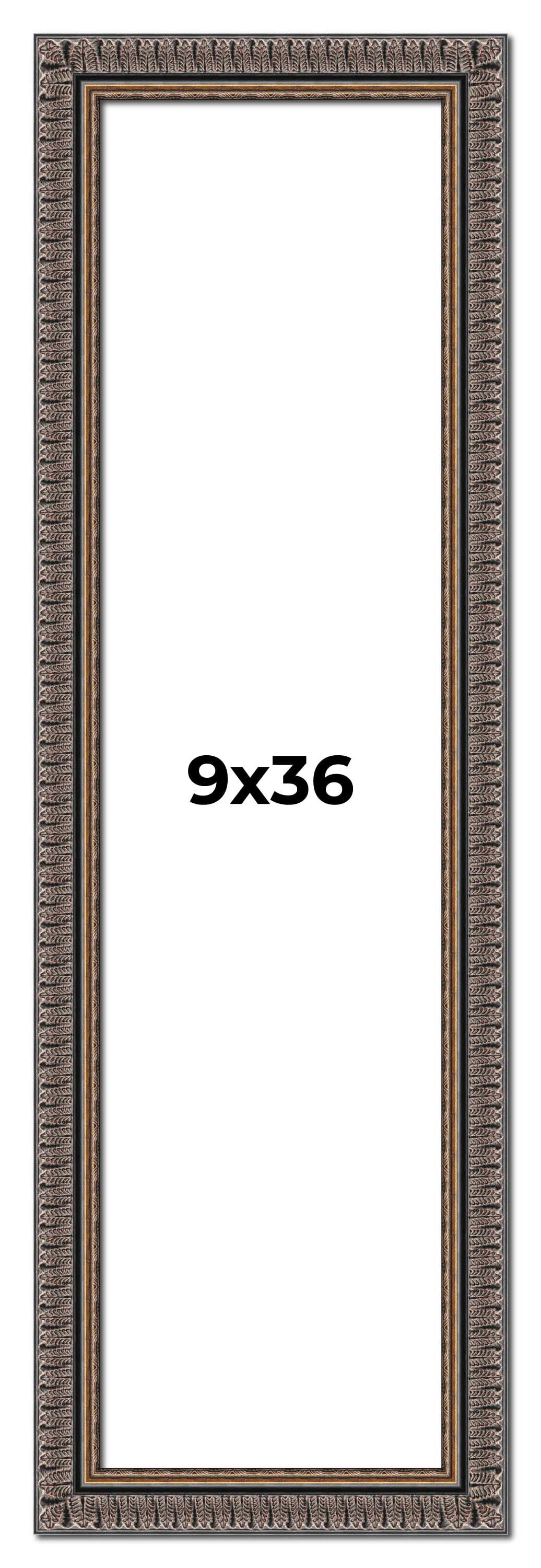 9x36 Frame Black Feather Payton Ornate Solid Wood Picture Frame Width 1 ...