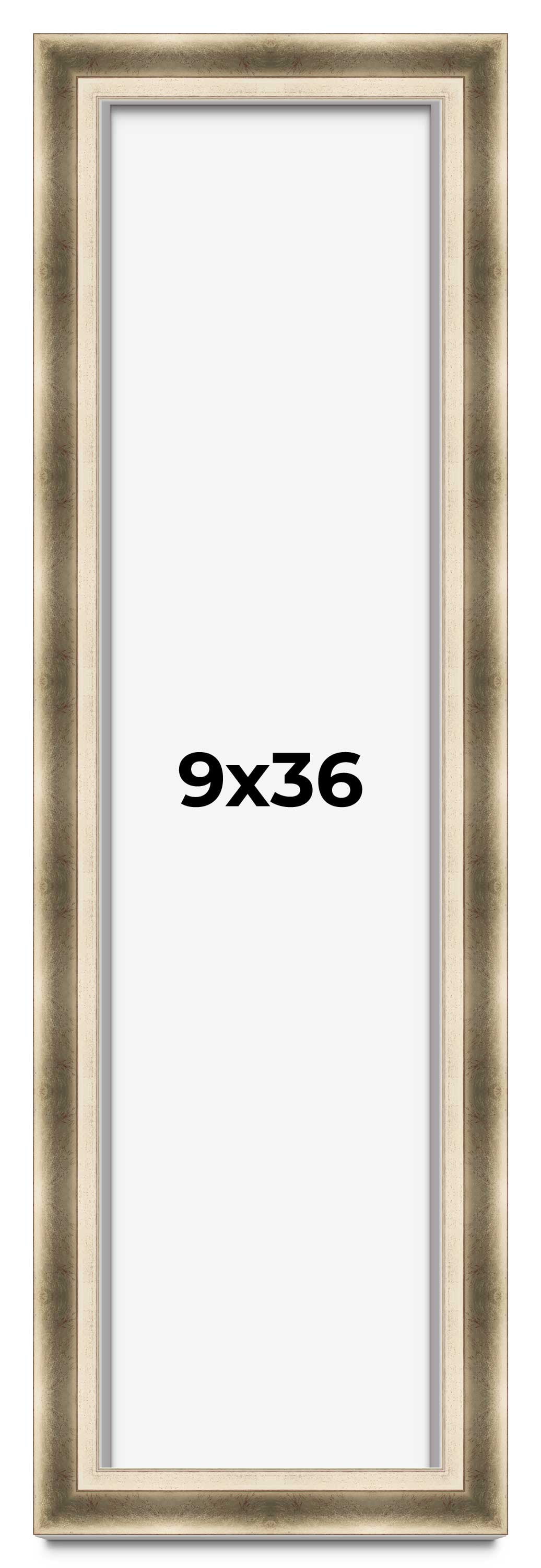 9x36 Shadow Box Frame Silver | 1.75 inches Deep Real Wood Traditional ...